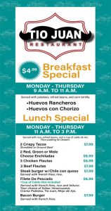 Menu | Tio Juan Restaurant